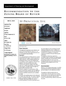 City of Providence 30 Princeton - DPD recommendation - City of Providence