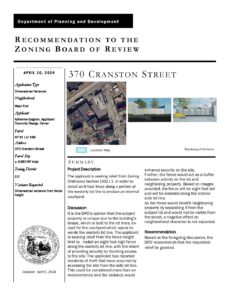 City of Providence 370 Cranston Street - DPD Recommendation - City of ...