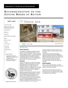 City of Providence 77 Union - DPD recommendation - City of Providence