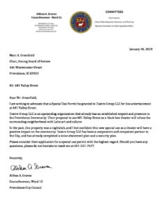 City of Providence Letter to Zoning Board CW Graves 681 Valley St ...