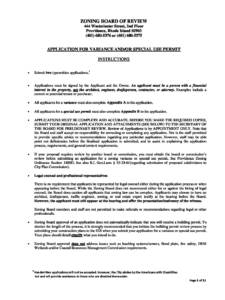 City of Providence DIS Form: Application + Instructions - Variance and ...