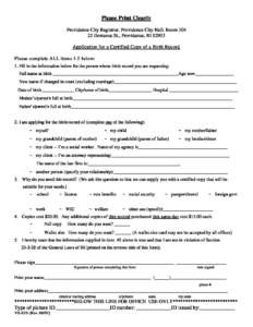 City of Providence Vital Records: Birth Record Request - City of Providence