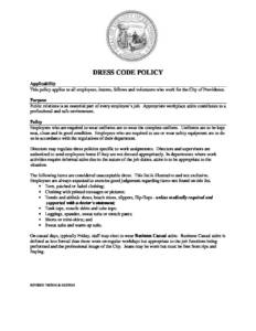 City of Providence HR Policy: Dress Code - City of Providence