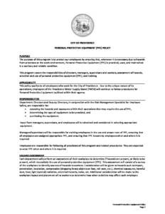 City of Providence HR Policy: Personal Protective Equipment (PPE ...