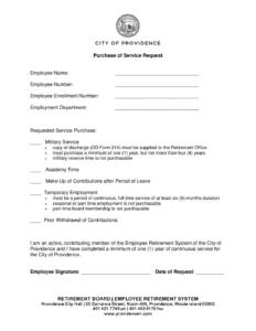 City of Providence HR Form: Purchase of Service Request - City of ...