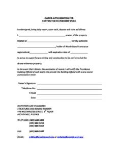 City of Providence DIS Form: Owner Authorization - City of Providence