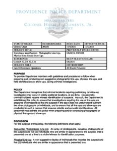 City of Providence 360.08 - Eyewitness Identification Photographic Line ...
