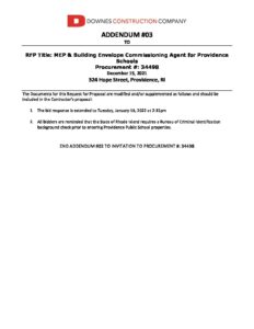 City of Providence Addendum #3 MEP & Building Envelope commissioning ...