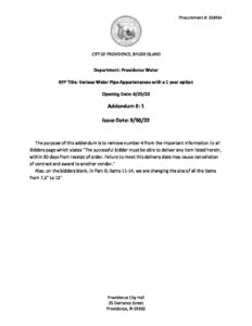 City of Providence Addendum 1 Various Water Pipe Appurtenances - City ...