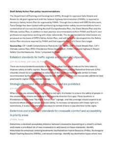 City of Providence Draft Safety Action Plan policy recommendations ...