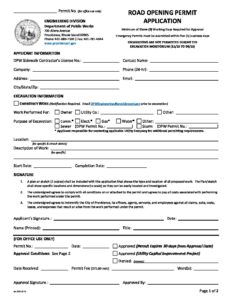 City of Providence Road Opening Permit - City of Providence