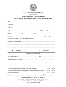 City of Providence Encroachment Application - City of Providence