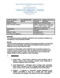 City of Providence 380.08 - First Amendment Activities - City of Providence