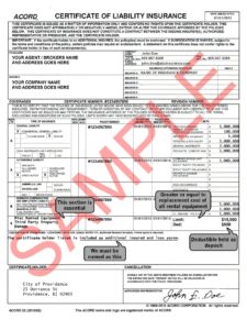 City of Providence COI Sample - City of Providence