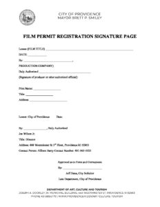 City of Providence FILM PERMIT REGISTRATION SIGNATURE PAGE - City of ...
