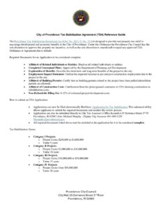 City of Providence City of Providence Tax Stabilization Agreement (TSA ...